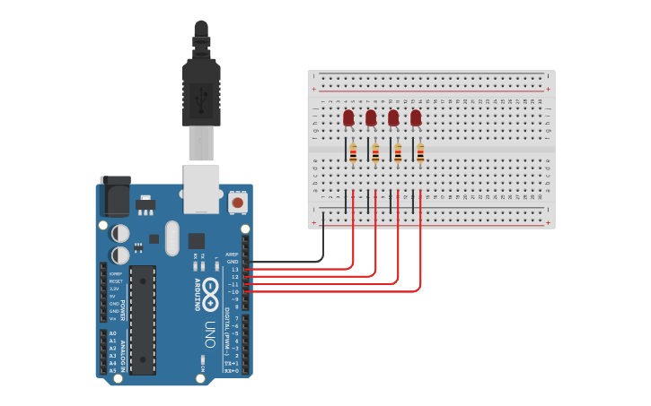 Circuit design DECIMAL TO BINARY - Tinkercad