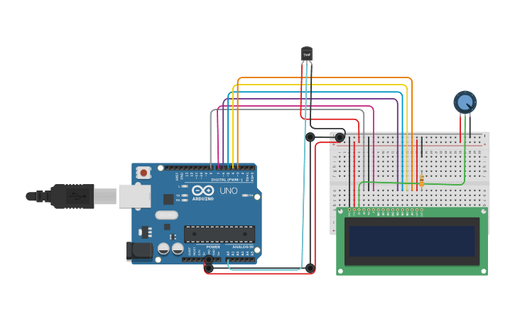 Circuit Design 33 Lcd And Temprature Sensor Tinkercad