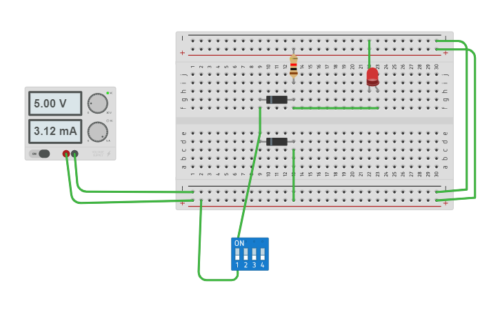 Circuit design NOT GATE DRL - Tinkercad