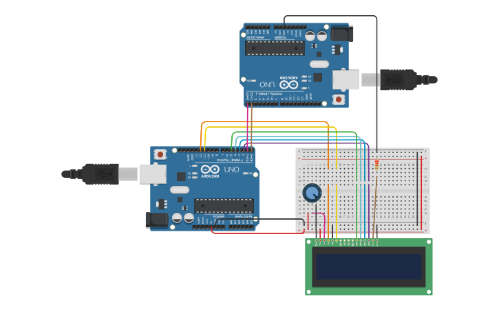 Circuit design Komunikasi Serial 2 Arduino - Tinkercad