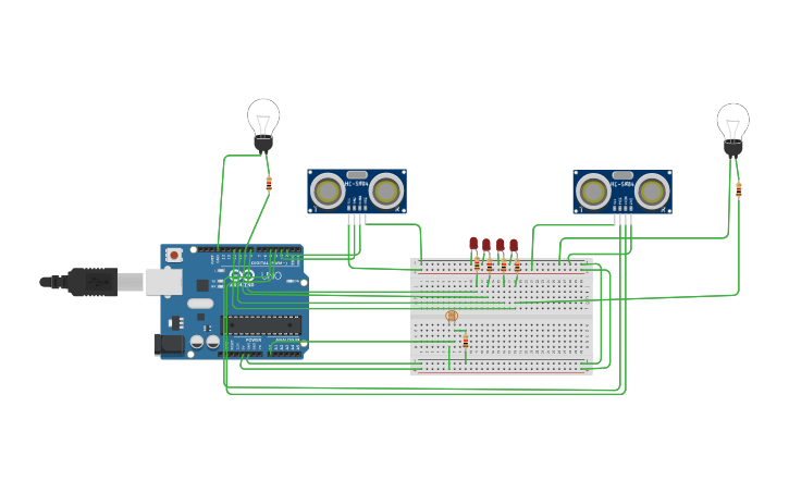 Circuit design advanced lighting system - Tinkercad