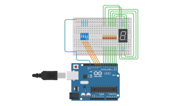Circuit design CA2 PART2 - Dip switch - 7 segment - Tinkercad