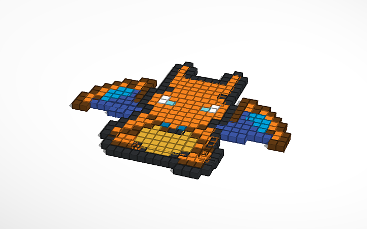3D design Charizard Pixel Art - Tinkercad