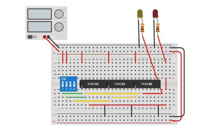 Circuit design Half Subtractor- Basic Gate | Tinkercad