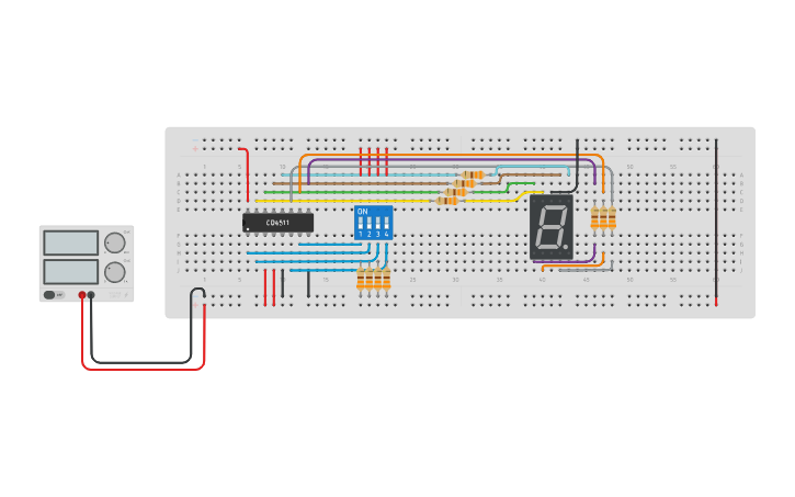 Circuit design DECODER CD4511 | Tinkercad