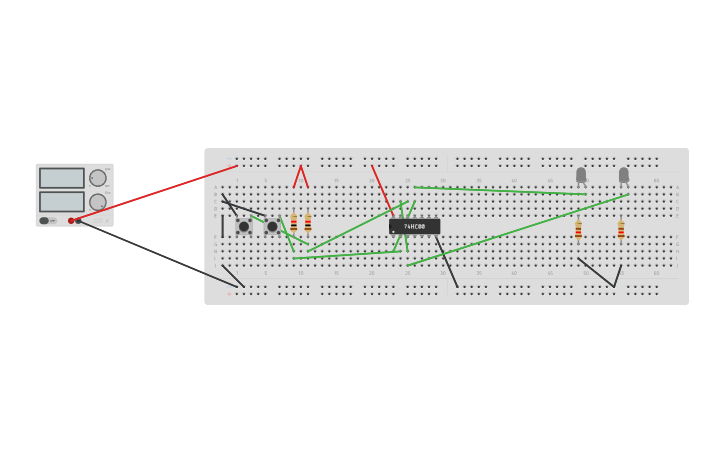 Circuit design 74HC00 - Tinkercad