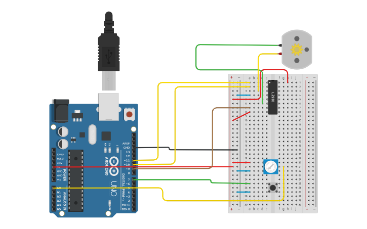 Circuit design L293D Motor Controller | Tinkercad