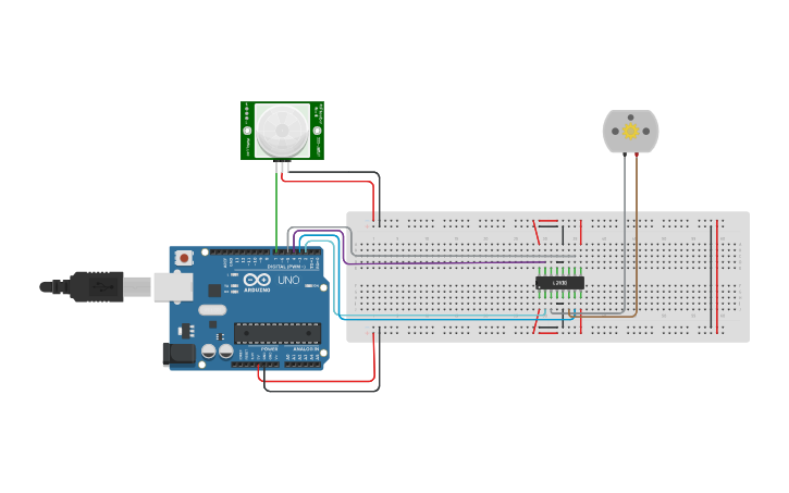 Circuit design Auto Door Opening system on Human Detection | Tinkercad