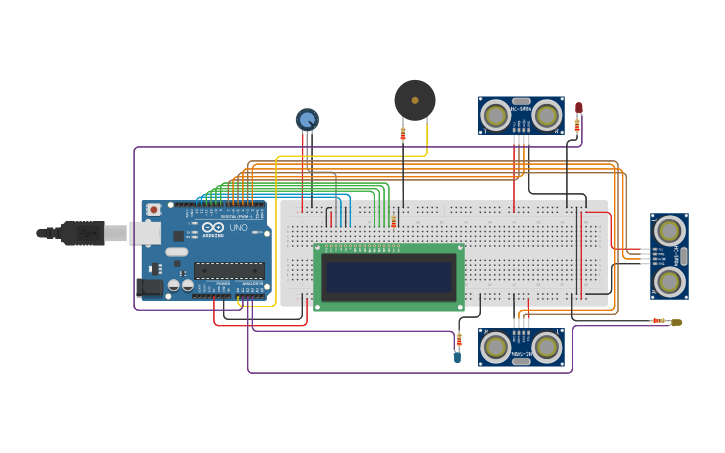 Circuit design Collision Avoidance Sensor - Tinkercad