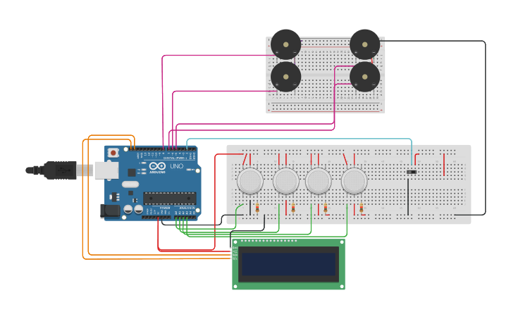 Circuit design Fire Alarm Testbench - Tinkercad