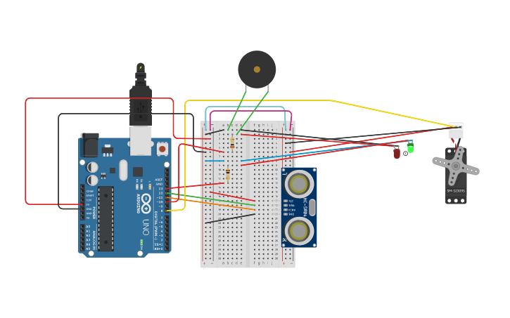 Circuit design Railroad Crossing - Tinkercad