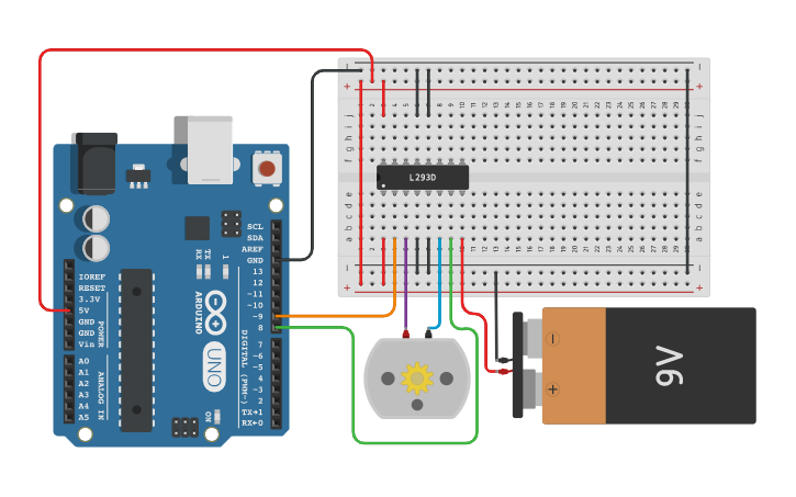 Circuit design HBridge Basic - Tinkercad