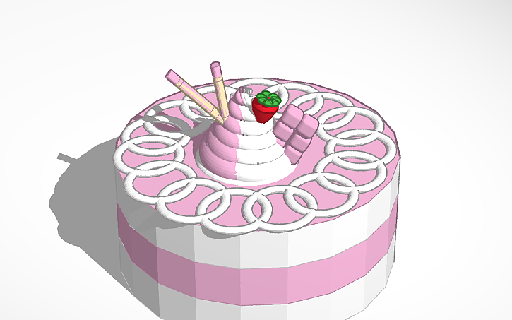 3D design strawberry cake - Tinkercad