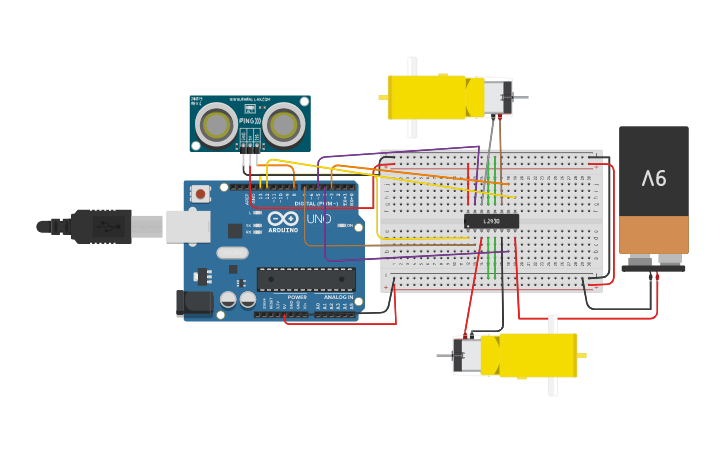 Circuit Design Obstacle Avoidance Robot Tinkercad