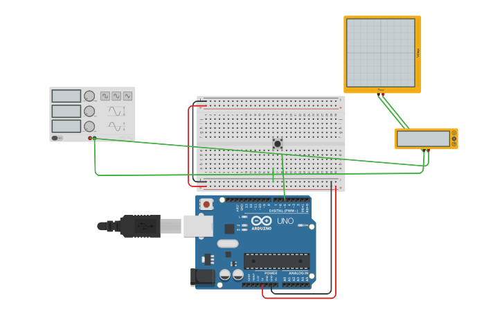 Circuit design Short and long button press - Tinkercad