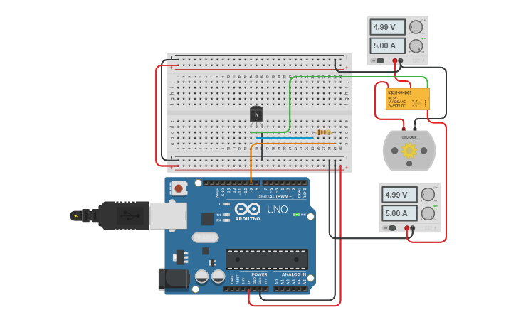Circuit design Ejemplo Relevador - Tinkercad