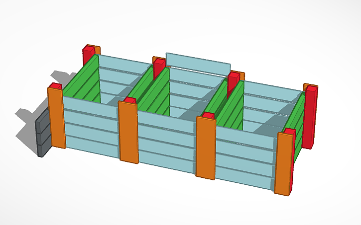 3D design 3-Bin Composter - Tinkercad