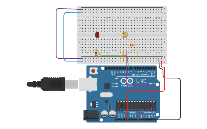 Circuit design LDR - Tinkercad