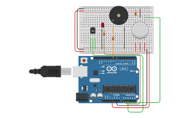 Circuit Design Gas And Temperature Tinkercad