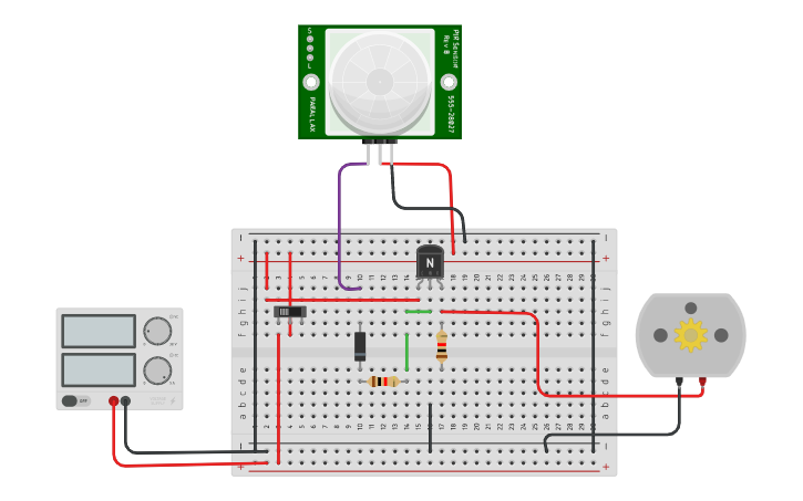 Circuit design auto brake system - Tinkercad