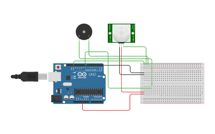 Circuit Design Motion Detection System Tinkercad