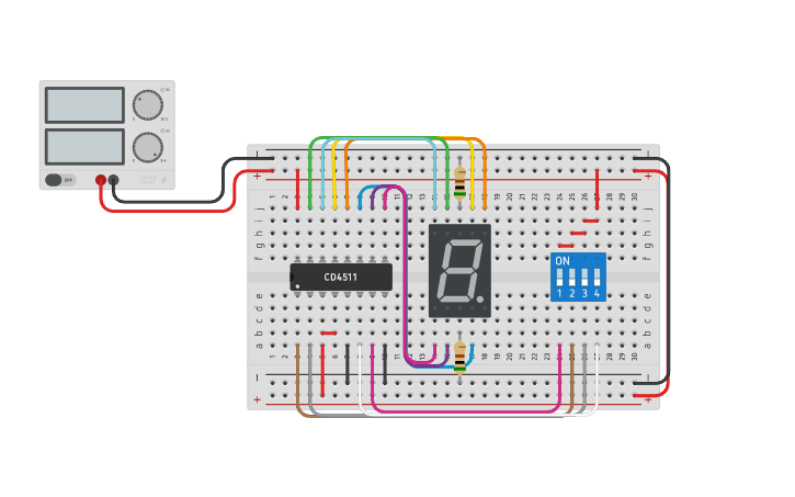 Circuit design 4511 Seg Display | Tinkercad