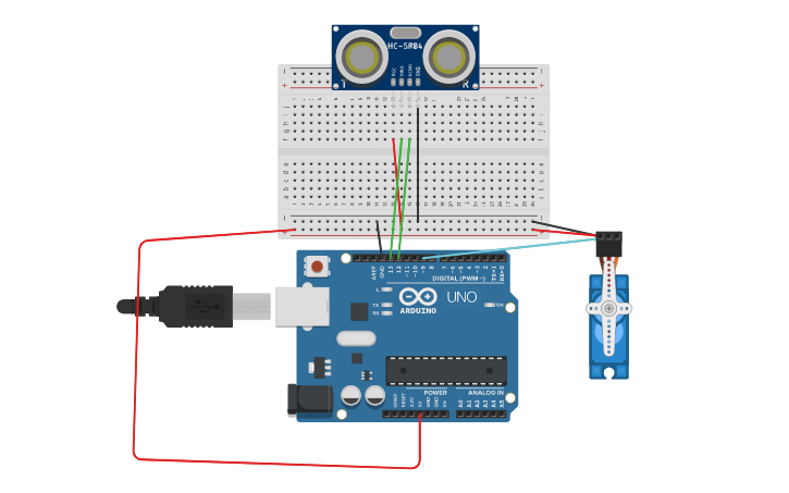 Circuit design Smart trash - Tinkercad