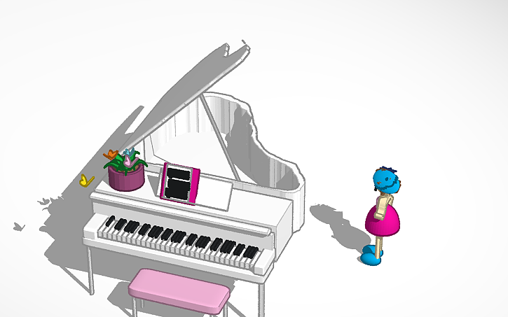 3D design piyano ve kız | Tinkercad