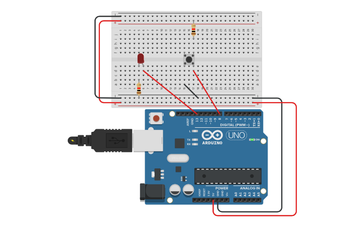 Circuit design Practica 2 Pulsador - Tinkercad