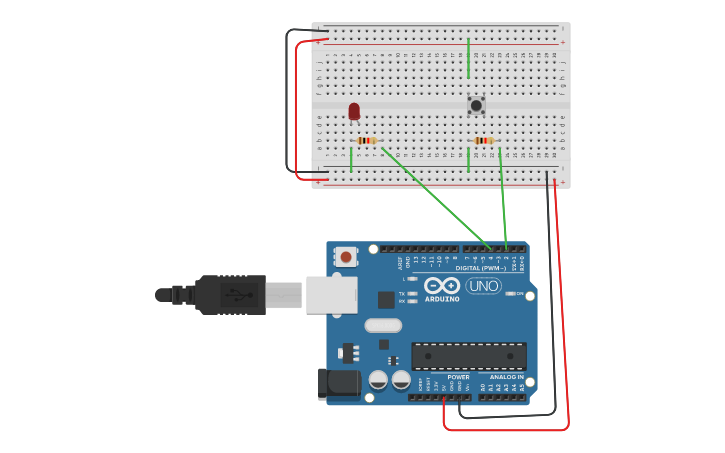 Circuit design Arduino (Digital Input With a Pushbutton) | Tinkercad