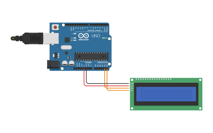 Circuit design LCD I2C - Tinkercad