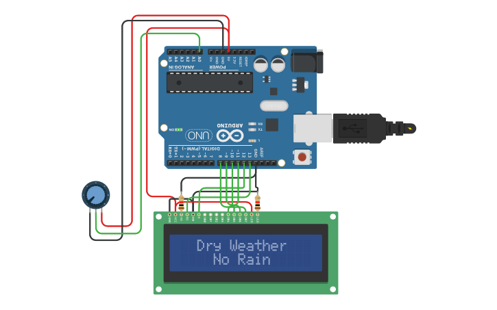Circuit design rain sensor - Tinkercad
