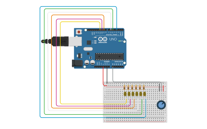 Circuit design multiple LED - Tinkercad