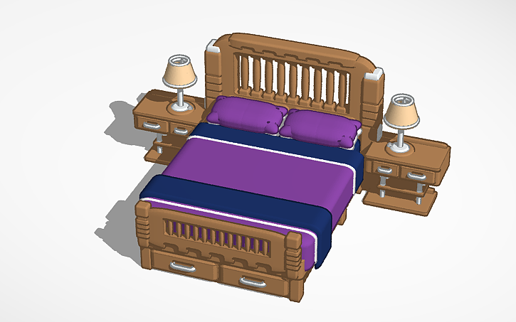 3D design Bed with Attached Side Tables - November 2023 - Tinkercad