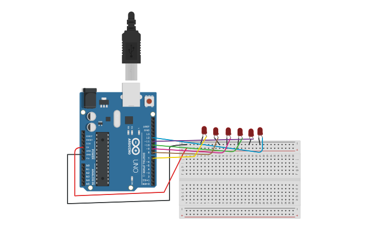 Circuit design LED CHASER | Tinkercad