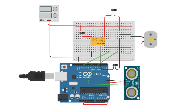 Circuit design SISTEMA 2 ACTUADORES Y SENSORES, TRANSDUCTOR - Tinkercad