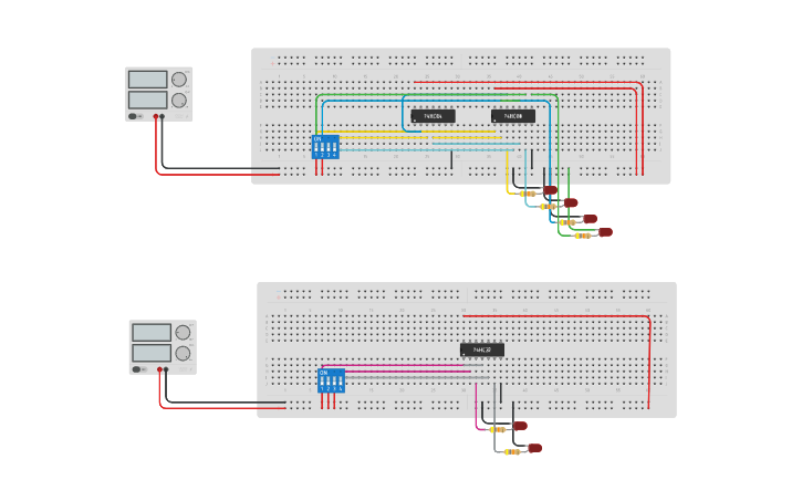 Circuit design 2-4 Decoder and 4-2 Encoder - Tinkercad