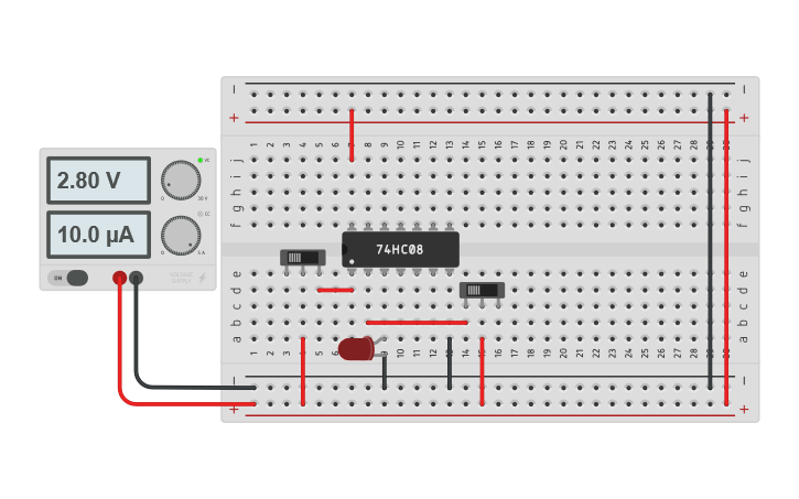 Circuit design test AND - Tinkercad