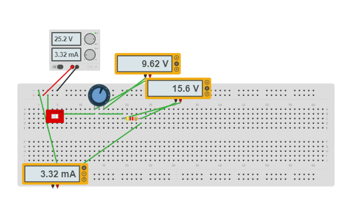 Circuit design SAS 6-4 Variable Resistance & Voltage - Tinkercad