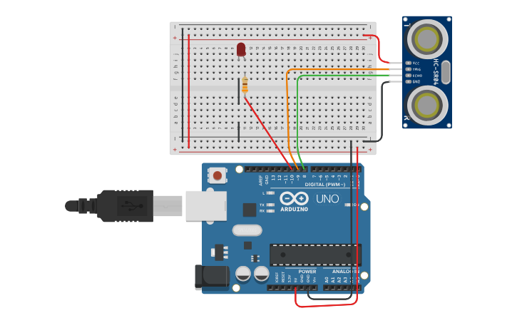 Circuit design Arduino 1 led sensoe de movimiento - Tinkercad