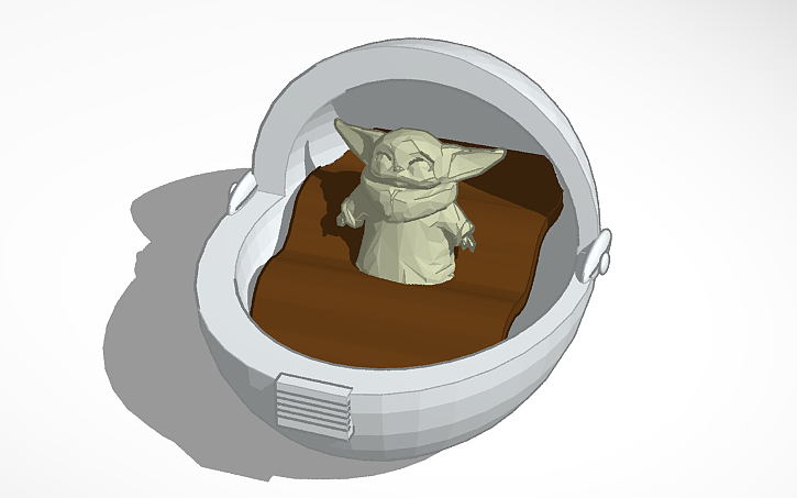 3D design Grogu Pod with Him in it - Tinkercad