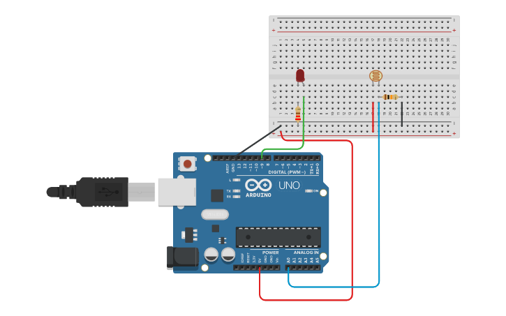 Circuit design 11b_Analog Input - Photoresistor - Tinkercad