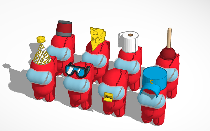 3D design Among Us - Crewmate Hats ( Pack 1 ) | Tinkercad