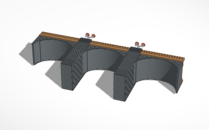 3D design stone arch bridge for rail | Tinkercad
