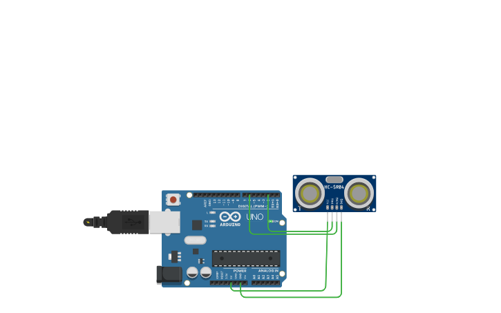 Circuit design Measure Distance Using Ultrasonic Sensor with text ...
