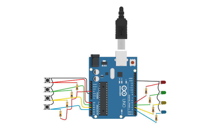 Circuit design TP1 - MSP - Simon Dice | Tinkercad