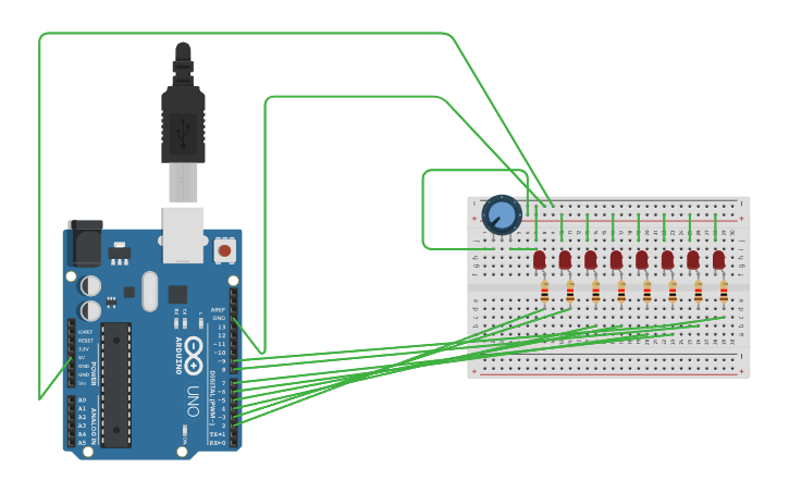 Circuit design LED CHASER - Tinkercad