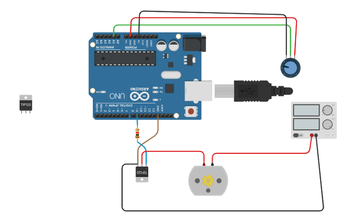 Circuit design Controle-velocidd-motor-arduino-tip120 - Tinkercad Circuit design Controle-velocidd-motor-arduino-tip120 - Tinkercad