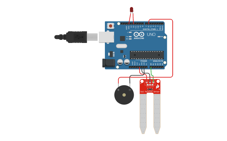 Circuit design Plant monitor - Tinkercad