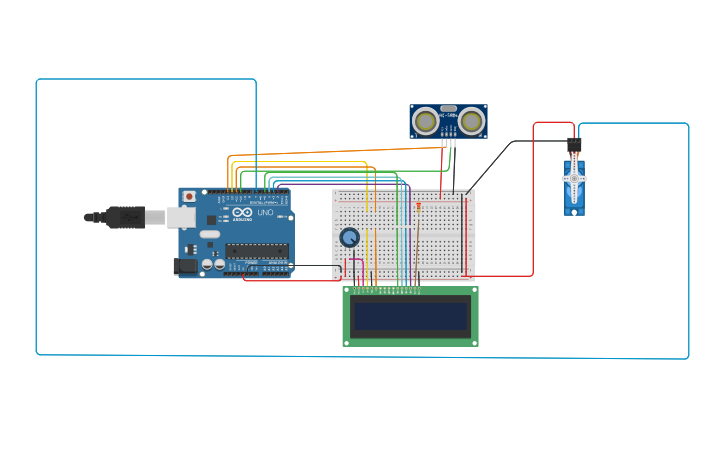 Circuit design parcheggio automatico arduino finale - Tinkercad